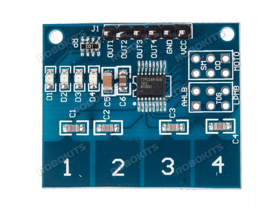 Capacitive Four point Touch Module based on TTP224 Capacitive Four ...